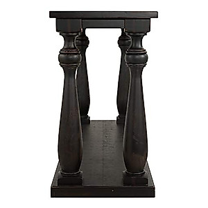 Signature Design by Ashley Mallacar Rustic Cottage Rectangular Sofa Table with Floor Shelf, Black