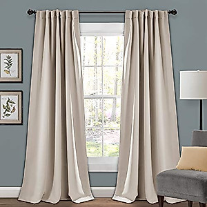 Lush Decor Insulated Back Tab Blackout Window Curtain Panel Pair, 84" L x 52" W, Wheat