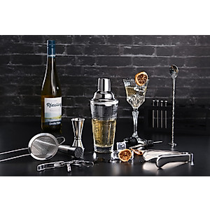 TAHAILIN Cocktail Shaker Set with Stand,Martini Shaker Printed with Recipes,13-Piece Bartender Kit,Professional Bar Tools Bartending Set,Home Bar Set,Drink Mixing.