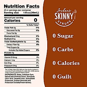 Jordan's Skinny Syrups Sugar Free Coffee Syrup, Pumpkin Spice Flavor Drink Mix, Zero Calorie Flavoring for Chai Latte, Protein Shake, Food & More, Gluten Free, Keto Friendly, 25.4 Fl Oz, 1 Pack