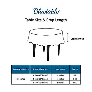 White Plastic Tablecloth Round Disposable Table Cloth (84” Inches) 4, 5, or 6 Foot Round Tables, Premium (Manteles para Fiestas) White Party Tablecloths [6 Pack]