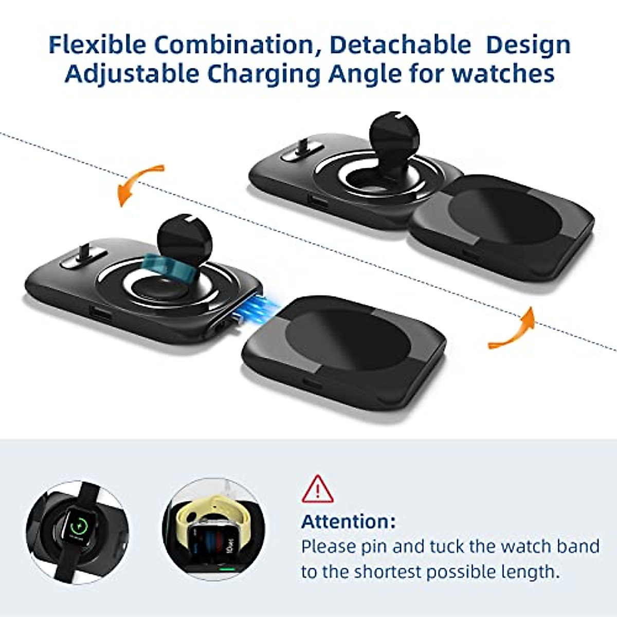 Wireless Magnetic Charging Station 4 in 1, Mag-Safe Charger Compatible for iPhone 14/13/12/11, Fast Charge Pad Compatible for Apple Watch Ultra/8/7/SE2/Airpods 1 2/ Pro1 2(QC 3.0 Adapter)