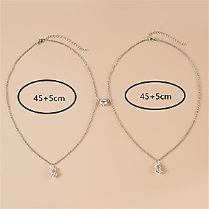 2Pcs Handmade Love Heart Dinosaur Couple Matching Pendant Necklace Set for Women Men Boy Girl Teen Friend Adjustable Animal Necklace Friendship BFF Jewelry Gift-A style-1