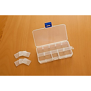 Clear Plastic Jewelry, Craft, Beads, Accessories Multipurpose Organizer with 10 Compartments and Adjustable Dividers-3 Pack