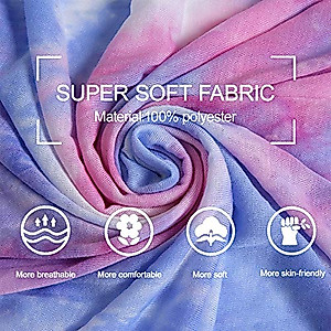 Tie Dye Head Scarf for Women Long Wrap Turban Headband (1PCS (Pink+Blue))