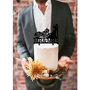 Yuezoloz Street Glide Motorcycle Wedding Cake Topper, Ride with Me Forever Cake Topper, Motorcycle Wedding Topper Couple on Harley Davidson for Wedding/Anniversary/Bridal Shower Party Decor