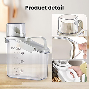 XieJY Slim Rice Container Storage Tank, Dry Food Airtight Container kitchen Storage Containers, Airtight Food Storage with Pouring Spout for Oatmeal, Grain, Cereal, Pasta, Flour (White, 1600 ML)