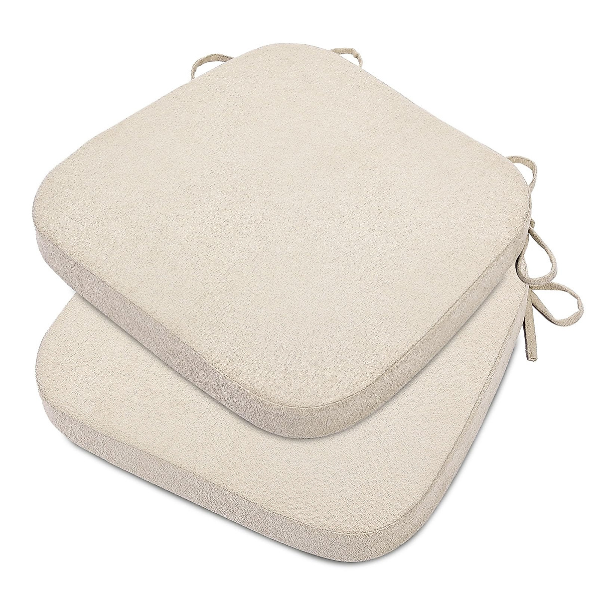 HAVARGO Chair Cushions for Dining Chairs with Supportive Foam [16.5 x 16.2 Inches] Kitchen Chair Pads Indoor Seat Cushions for Dining Chairs, 2" Thick Dining Room Chair Cushions Set of 2 Beige