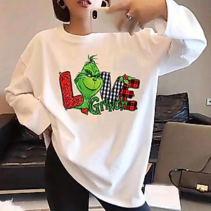 Christmas Iron on Transfer Stickers Funny Green Cartoon Pattern Iron on Patches Christmas Party Heat Transfer Vinyl Decals Winter Xmas Iron on Stickers for Clothes Pillow Hoodie Jacket Decor 5 Sheets