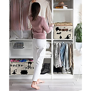 Halloween HOCUS POCUS Storage Bins Large Foldable Storage Baskets for Shelves, Waterproof Cube Storage Boxes with Handles for Closet Nursery Cabinet Living Room Laundry - Magic Witch