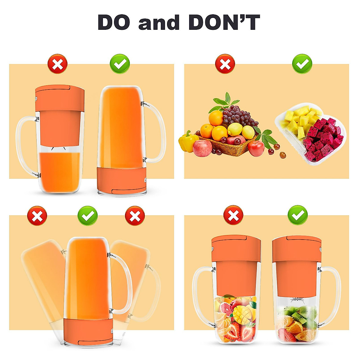 Portable Blender, 10 oz Mini Personal Blender for Smoothies, Fruits, and Veggies with Rechargeable USB, Easy to Clean suitable for Traveling or Camping