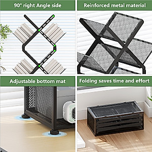 Gintan 6-Tier Corner Bookshelf with Storage,Desk Book Shelf,Bedroom Shelves Folding Bookshelves,No Installation Required Shelf Tree Bookcase for Living Room,Study,Home Office,Bed Room (Black)