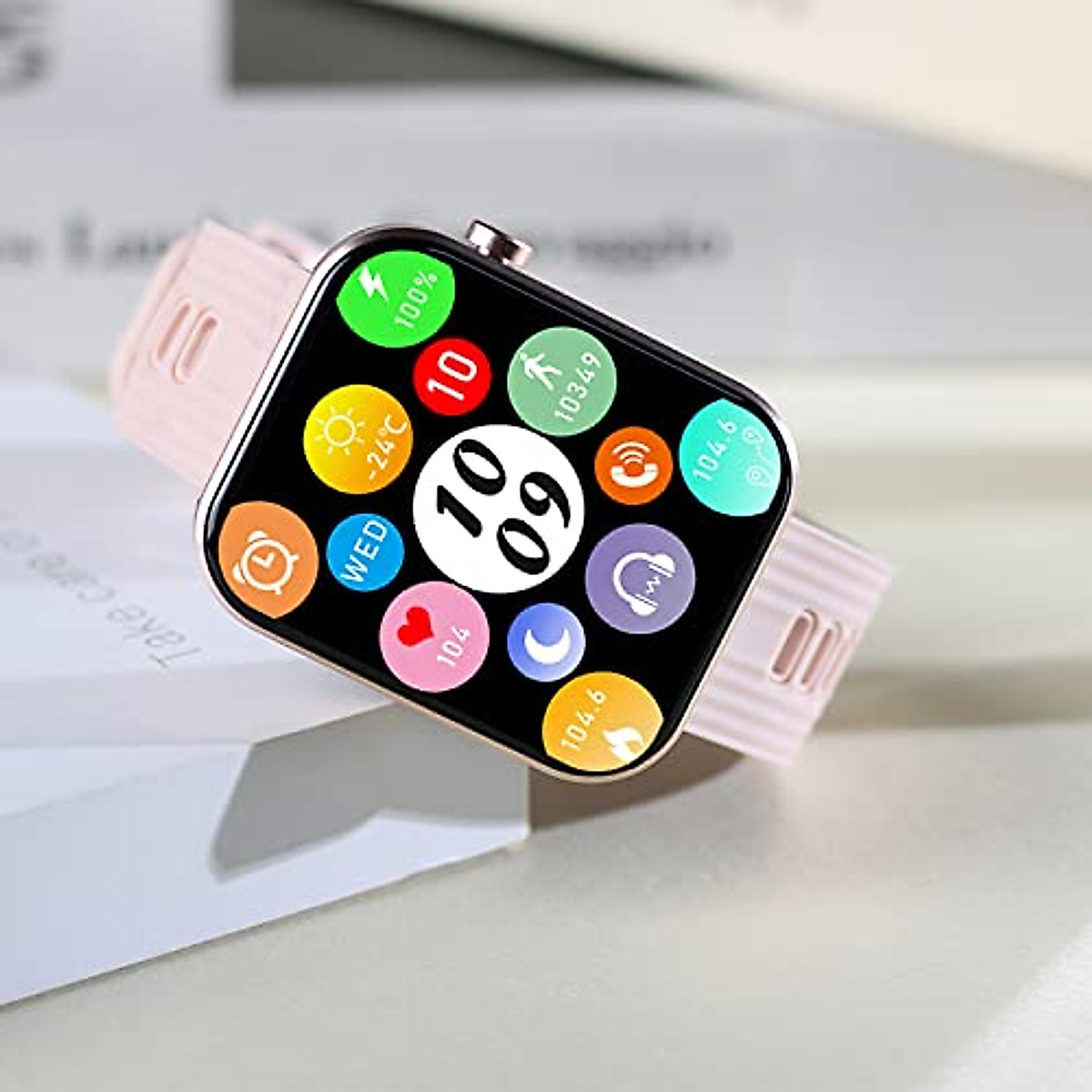 Bzdzmqm Smart Watch for Android Phones for iPhone, 1.96-inch HD Large Screen Smartwatch, Bluetooth Call Health Detection with Password Lock Sports Watch with Text and Call