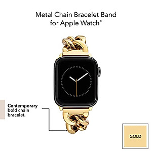 Anne Klein Fashion Chain Bracelet for Apple Watch, Secure, Adjustable, Apple Watch Replacement Band, Fits Most Wrists (38/40/41mm, Gold),WK-1016GPGP, Gold-Tone