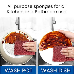 LEEFA 3-Pack Dish Scrubber Sponges - Heavy Duty for All Purpose Cleaning - Soft and Quick 100% Non-Scratch - Large Foam Sponge Set for Easy Lathering - Sponges for Cleaning Kitchen and Household