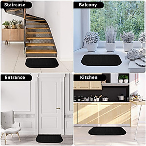 BEQHAUSE 30x18 Inch Kitchen Rug Mats, Durable Anti-Slip Absorbent Dirt-Resistant Kitchen Rug Pet Mat Machine Washable (Black)