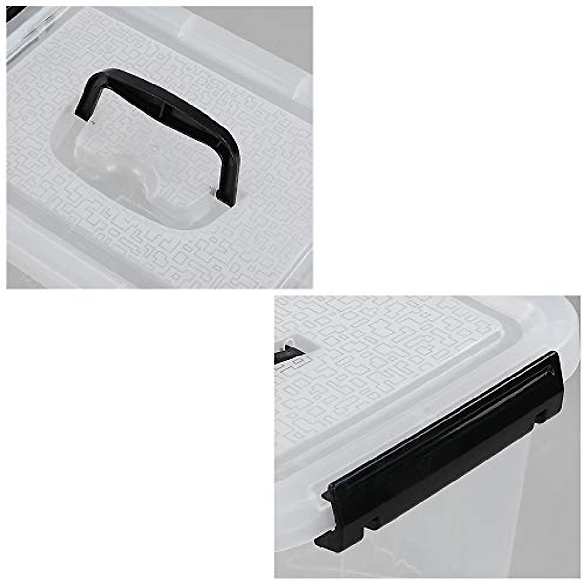 Anbers 6 Quart Clear Plastic Lidded Storage Bins, Latching Box with Handle, 4 Packs