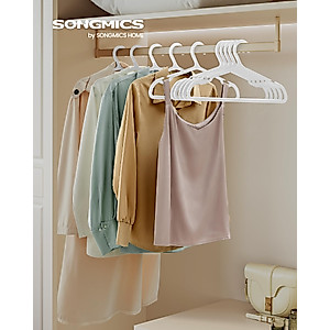 SONGMICS Clothes Hangers, Pack of 50, Plastic Hangers, with Wide Shoulder Notches, Space-Saving Coat Hangers, 16.4 Inches Wide, for Closet, Cloud White UCRP010W01