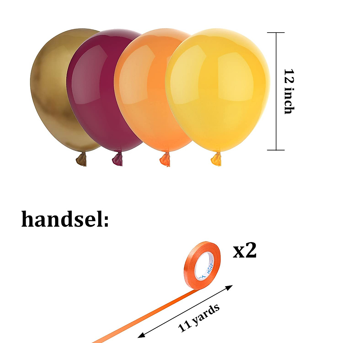 TKEJZu 80 Pcs 12 Inch Fall Balloons Orange Burgundy Lemon Yellow Metallic Gold Latex Balloons Harvest Festival Decoration for Autumn Theme Party, Weddings, Engagement, Baby Shower, Birthday Parties