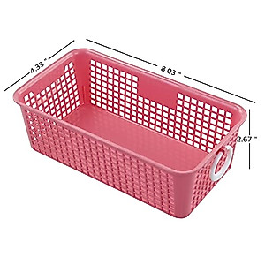 CadineUS Mini Plastic Storage Basket, Colored Desktop Storage Bins Set of 6