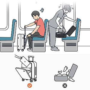 Mixi Carry On Luggage, 20'' Suitcase with Front Laptop Pocket, Travel Rolling Luggage Aluminum Frame PC Hardside with Spinner Wheels & TSA Lock and Cover - Smoke White