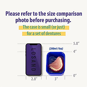 LOSAND FLEXCASE – Denture Baths That Never Leak – Leakproof Airtight Lids Denture Cup – Non Toxic Food Grade Platinum Silicone Retainers Case – Assorted Colors – (BLUE)