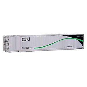 Walthers SceneMaster HO Scale Model of Canadian National (White, Black, Green) 53' Singamas Corrugated Side Container,949-8501