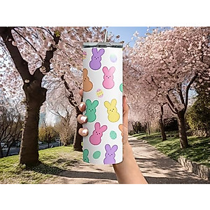 Pastel Peeps Bunny Pattern 20oz Stainless Steel Tumbler with Spillproof Lid and Straw