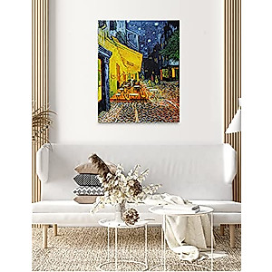 DECORARTS - Cafe Terrace At Night, Vincent Van Gogh Art Reproduction. Giclee Canvas Prints Wall Art for Home Decor 30x24