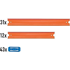 Hot Wheels Track Builder Car & MEGA Track Pack, 87 Component Parts for 40-Ft of Track & 1:64 Scale Toy Car [Amazon Exclusive]