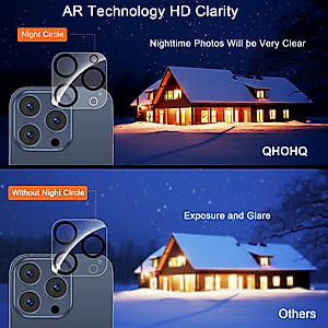 QHOHQ 3 Pack Privacy Screen Protector for iPhone 15 Pro Max [6.7 Inch] with 3 Pack Camera Lens Protector, Anti Spy Tempered Glass Film, 9H Hardness, HD, Bubble Free, Case Friendly - Black