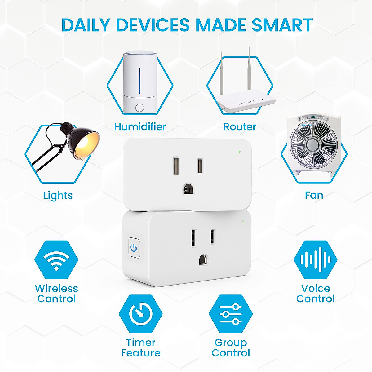 Vont Smart Plug [2 Pack] Alexa Smart Plugs, WiFi + Bluetooth, Google Assistant & IFTTT, Voice Command, Timer & Schedules, Control Anywhere, Vacation Mode, ETL & FCC Certified, No Hub Required