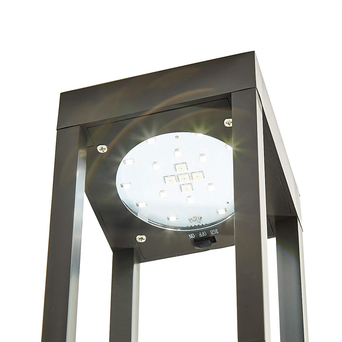 LampLust Solar LED Pathway Light - 9 Inch Tall, Cool White or Color-Changing, Modern Outdoor Bollard Lighting, Built-in Solar Panel, Stake & Battery Included