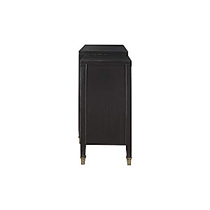 Madison Park Lyle Media Console Cabinet - Modern Luxe, Mirrored Door with Metal Hardware Buffet/Sideboard Living Room Furniture, Black
