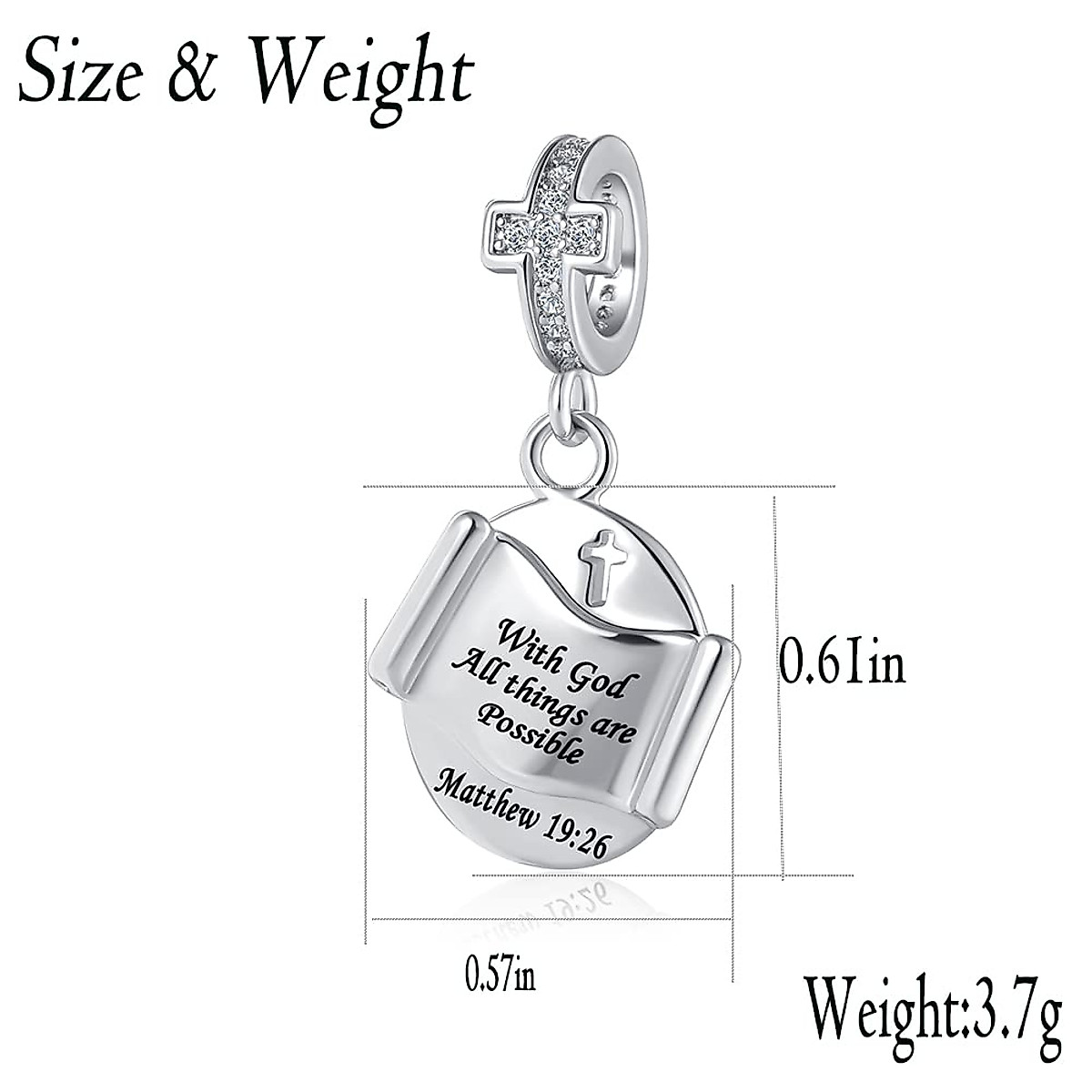 DWJSu Cheap Cross Faith Bible Religious Charm Silver Christian Crystal Dangle Bead fit Pandora Charms Bracelet and Necklace for Women