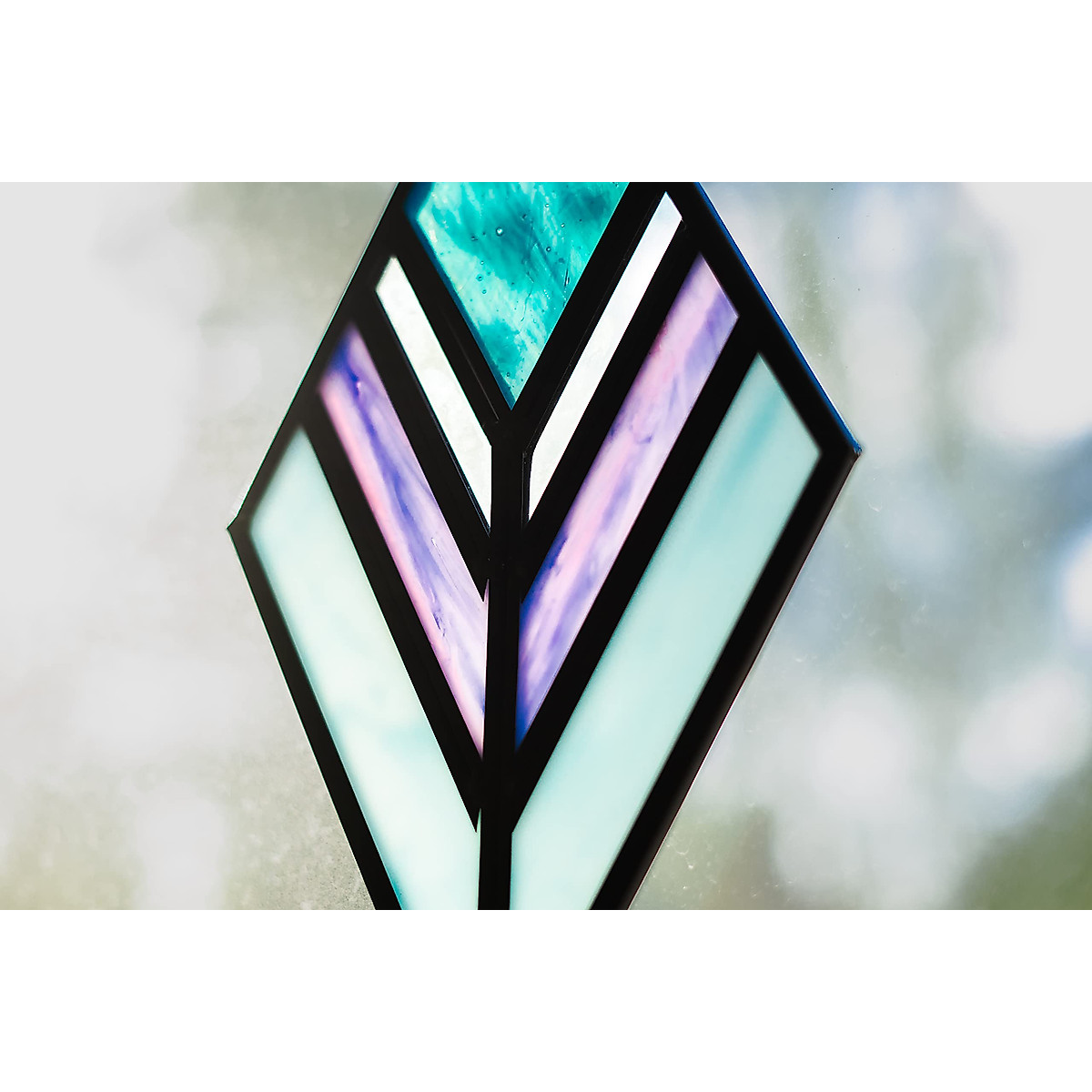 Mushroom Wreath Stained Glass Window Hanging (Turquoise) - Aesthetic Room Decor Sun Catchers for Home Decoration, Kitchen, Office, and Garden Decor. Home Decor Birthday Gift for Women