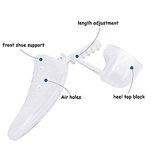 Price Xes Upgraded Plastic Shoe Stretcher, 1 Pair Practical Adjustable Length Shoe Tree, Shoe Display Insert for Women & Men (Storage Bin Design & 7 Way Adjustable), White