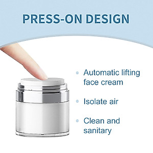 Airless Pump Jar, Empty Acrylic Vacuum Jar with Press Pump Refillable Travel Cream Empty Bottle Lotion Pump Containers Portable Pump Bottle Airless Pump Jars for Makeup,Essence,Moisturizer,Eye Cream