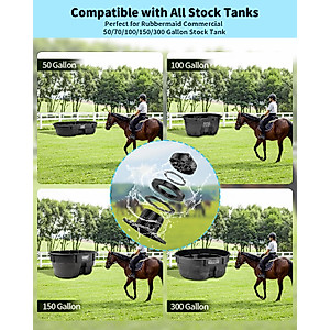 Stock Tank Float Valve, Stock Tank Drain Plug Kit for 50 70 100 150 300 Gallon Stock Tank, Leak-free Design, Use with 1MDB5,MDB6,MDB7,MDB8,1MDC1, for FG424288BLA FG424400BLA FG424500BLA FG424700BLA