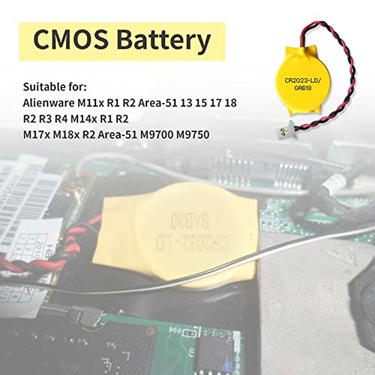 EEMB 10PACK 3V CR2032 CMOS Battery with Wire Leads and MOLEX Connector Computer Replacement Battery for Alienware R1 M18 Area-51 M9700