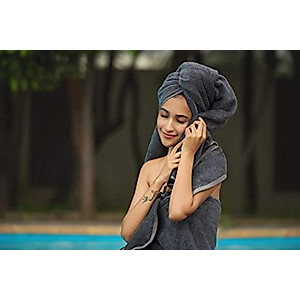 Ariv Towels - Bath Towels Set - Premium Bamboo Cotton Bath Towels - Ultra Absorbent, Soft Feel, Large and Quick Drying 30" X 52" (Grey) - Towel Set of 4