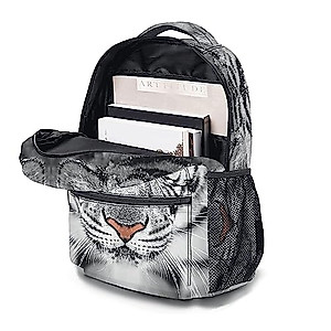 DTCCET White Tiger Backpack, Stylish Shoulders Backpack Classic Tiger Daypack with Multiple Pockets, Lightweight Laptop Bag (White Tiger)