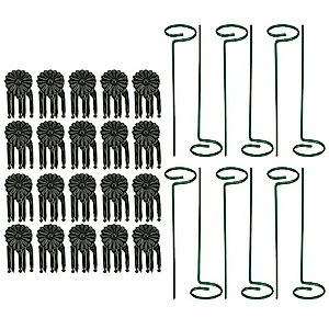 Sosoport Garden Trellis Set with Metal Plant Stakes and Plastic Clips Vine Plant Support Trellis Green Plant Climbing Rack for Amaryllis Orchid Lily Rose Peony Tomatoes Gladiolus