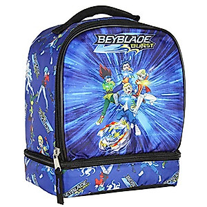 INTIMO Beyblade Burst Spinner Top Anime Characters Dual Compartment Insulated Lunch Box Bag Tote