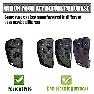 Gematay for Buick Chevy Key Fob Cover with Keychain, Key Shell Cover Holder Compatible Chevy Silverado Buick Envision GMC Sierra 1500 Smart Key Fob, Black