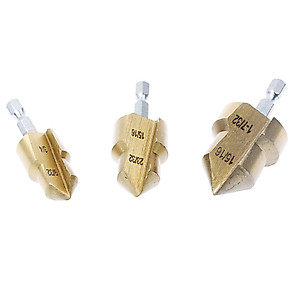 3Pack PPR Lifting Stepped Drill Bit Reamer Drill for Water Pipe Tube Repair Drill Connection Tool for 1/2" 3/4" 1inch Pipes 1/4 Hex Shank Quick Change