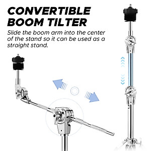 Starfavor Boom Cymbal Stand Single Braced with Non-Slip Rubber Feet and Memory Lock Limiter, Adjustable Height 22"-49" (ST 700)