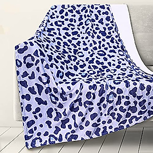 RosieLily Blue Leopard Blanket Soft Cheetah Throw Blankets Leopard Print Blanket Leopard Gifts and Throws Flannel Fleece Throw Blanket Lightweight Cozy Plush Blanket for Couch Chair All Seasons 50X60