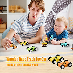 10 Pieces Wooden Mini Car Wooden Car Ramp Race Track Toys for Aged Over 3 Years Old, Wooden Car Ramp Racer Toy Replacement Vehicle Set Race Car Party Favors
