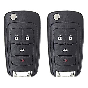Keyless2Go Replacement for New Keyless Remote 4 Button Flip Car Key Fob for Equinox Verano Sonic and Other Vehicles That Use FCC OHT01060512 (2 Pack)